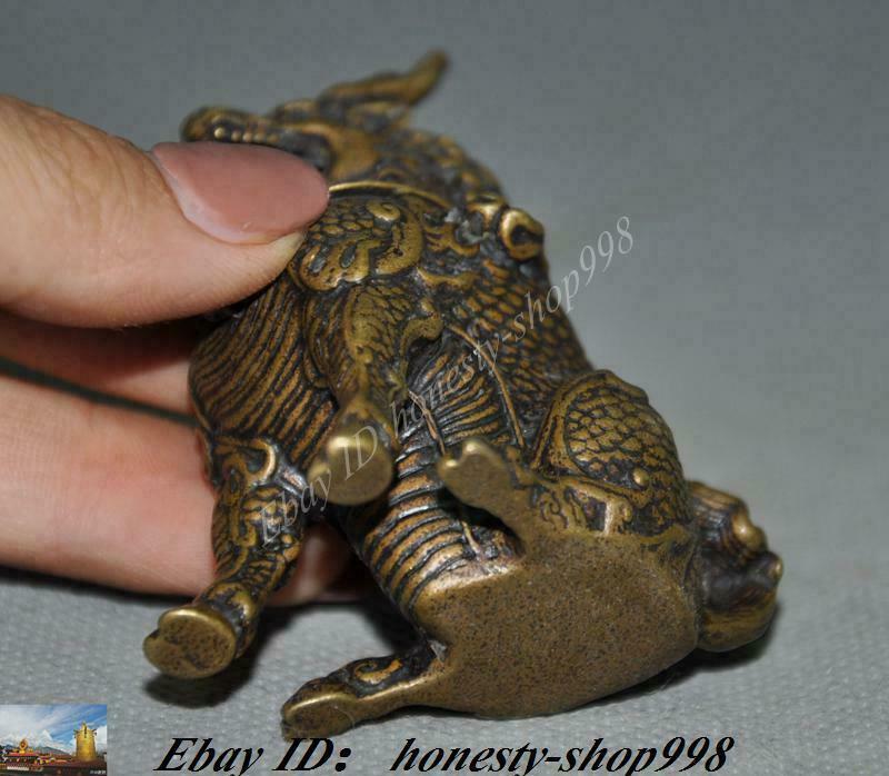 Ancient Old Chinese bronze Kirin Unicorn Kylin statue Incense burner ...