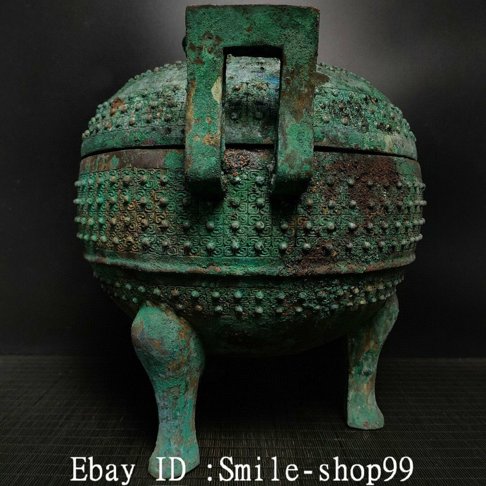 14.1" Old Warring States Period Bronze Ware Pattern Tripod Incense ...
