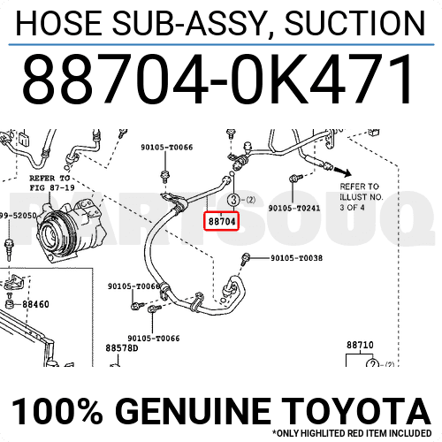 887040K471 Genuine Toyota HOSE SUB-ASSY, SUCTION 88704-0K471 | eBay