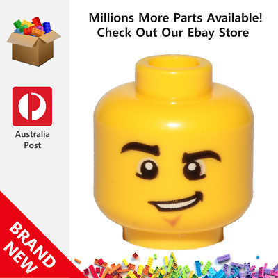 Genuine LEGO™ Yellow Minifigure Head Male Black Eyebrows 3626 6021844 ...