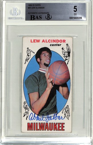 1969 Topps Basketball #25 Lew Alcindor Signed RC Dual Auth BGS 5 w/ 10 ...