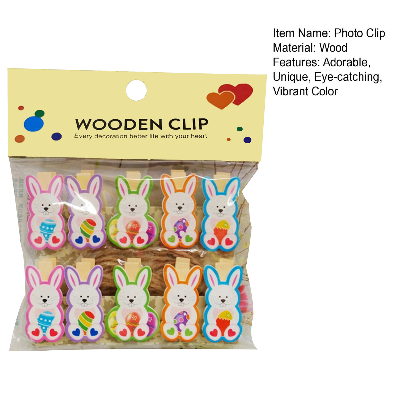 1 Set Bunny Easter Clamp Smooth Surface Decorative Rabbit Wooden Photo ...