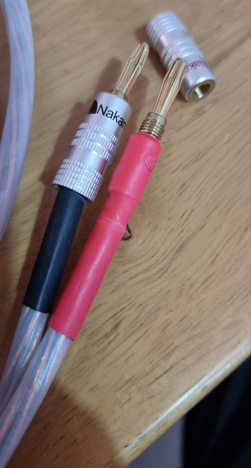 Pair of ~ 2.5m each QED Speaker Cable Ruby Anniversary Nakamichi banana ...