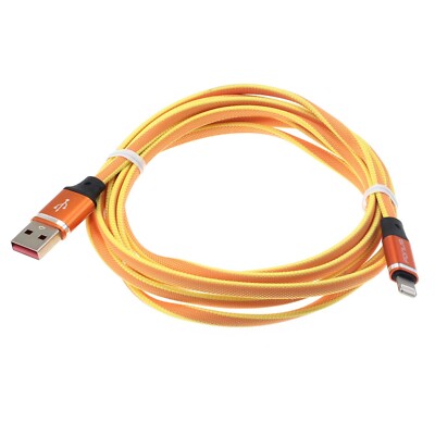 For iPhone 5 6S 7 8 Plus Orange 6ft USB Cable Charger Cord Power Wire ...