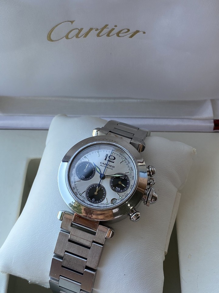 Cartier Pasha Watch Chronograph Automatic 2412 Mens 36.5mm Swiss Made ...