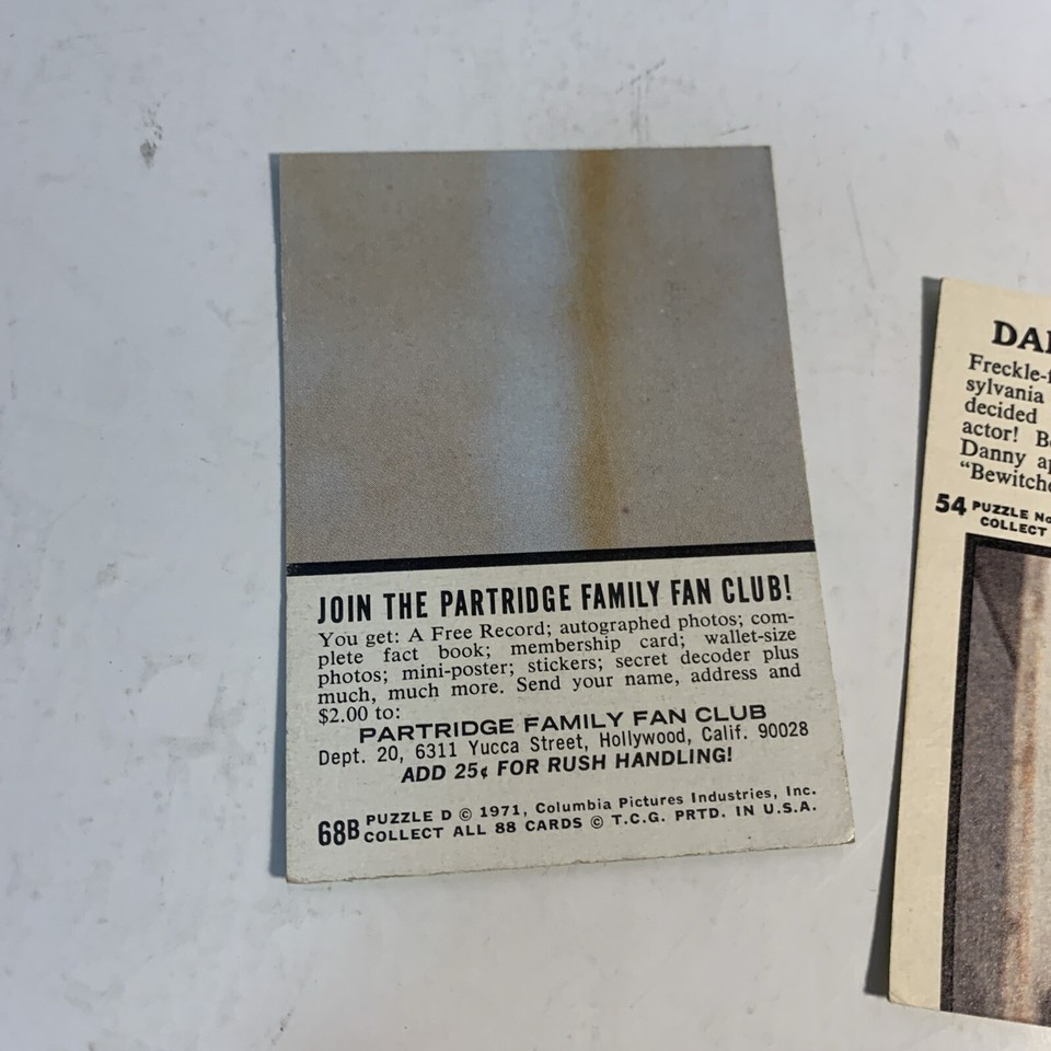 1971 TOPPS Partridge Family Trading Cards (LOT of 9) Columbia Pictures ...