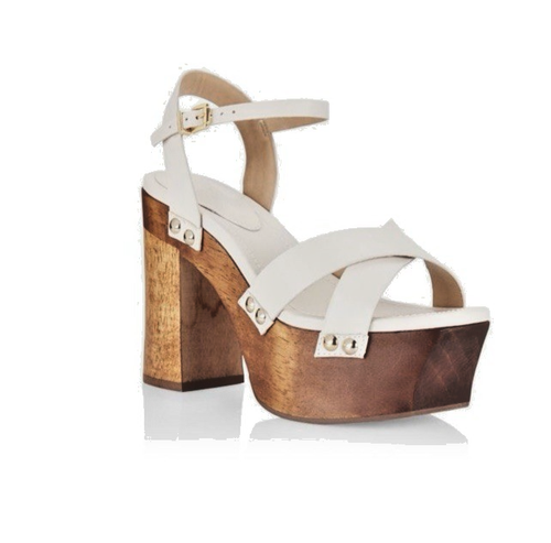 SCHUTZ Women Size 7.5B Gaylah Platform Toe Block Leather Heeled Sandal ...