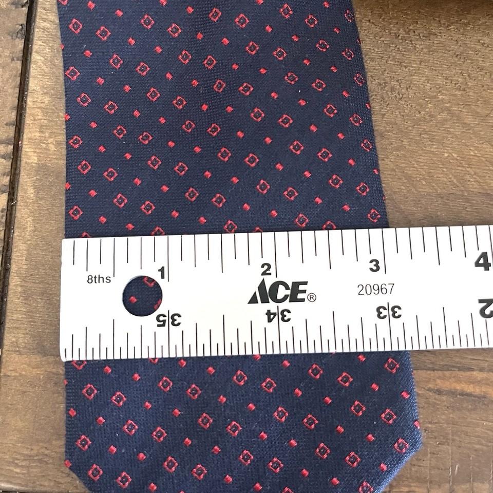 Cartier Breuer 100% Silk Navy Red Dot Necktie Mens Navy Blue Made in ...