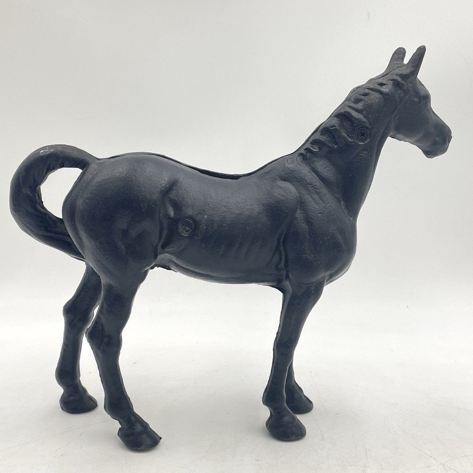 Hubley Tall Black Cast Iron Horse Door Stop/Bank | eBay