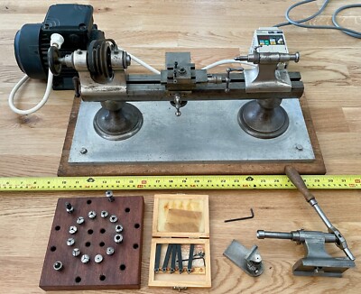 Clock or watchmakers lathe with LOTS of tooling, motor & 240v inverter ...