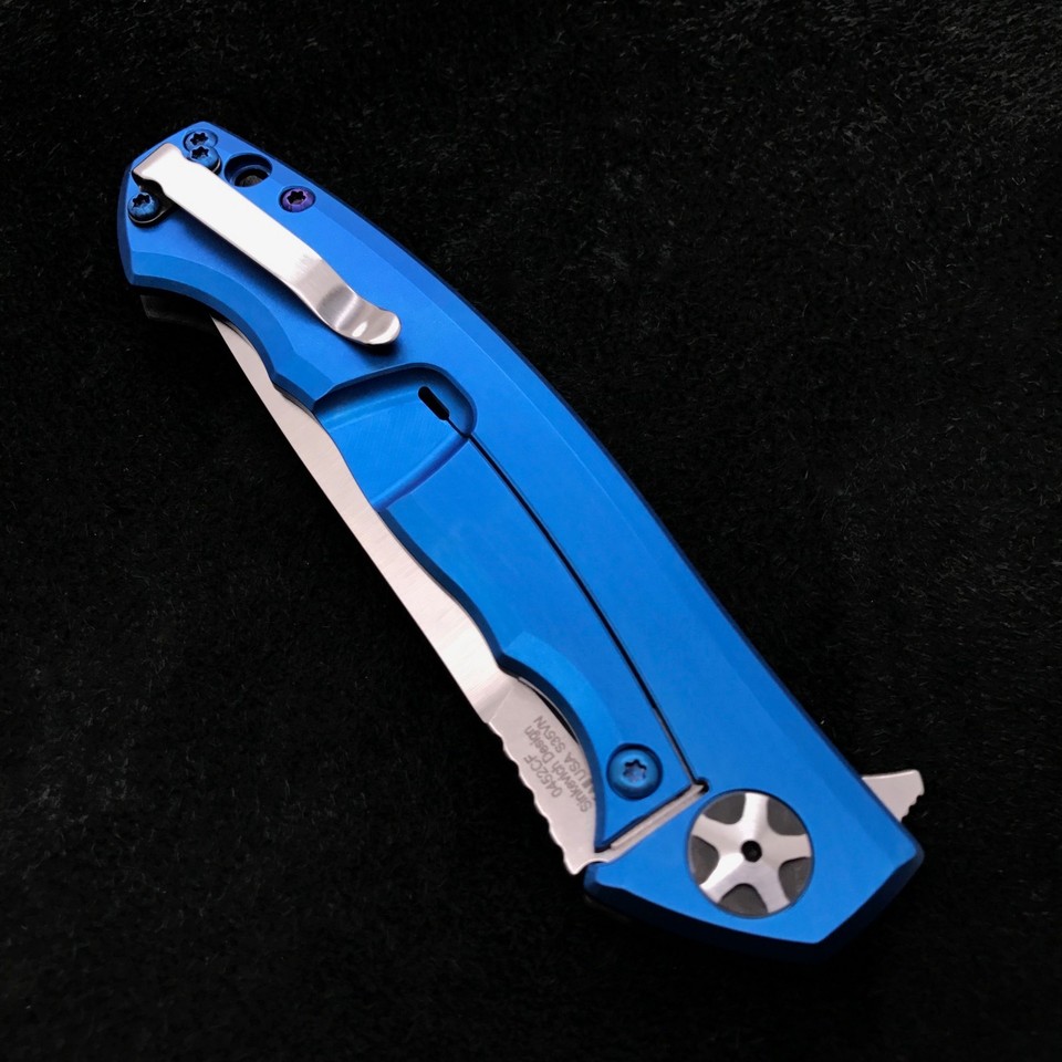 Zero Tolerance ZT 0452CF Plain Edge Folder BWL 25v Blue Ano custom ...