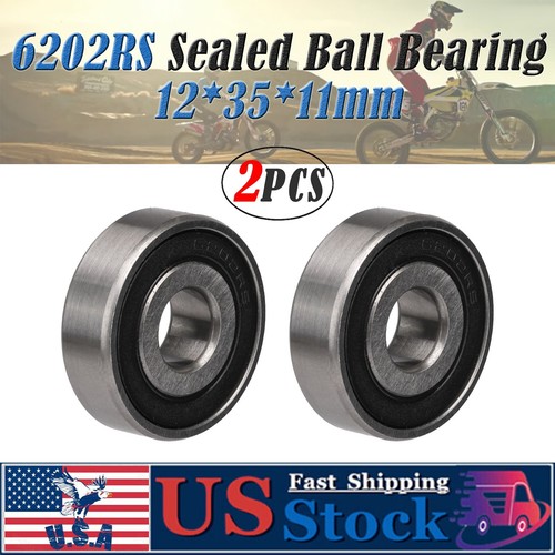 2PCS 6202RS 12x35x11mm Deep Groove Bearing Premium Rubber Sealed Ball ...