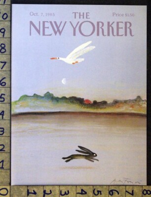 1985 AUTUMN ANIMAL MIGRATION GEESE RABBIT FRANCOIS ART NEW YORKER COVER ...