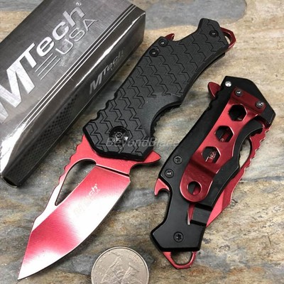 Mtech USA Red Small Knife Spring Assisted Survival Camping Rescue ...