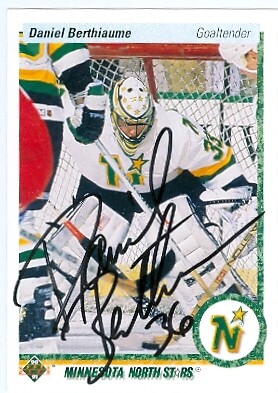 Daniel Berthiaume autographed Hockey Card (North Stars) 1990 Upper Deck ...