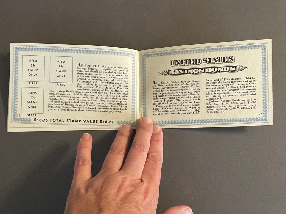 VTG WWII .25 c POSTAL SAVINGS PLAN U.S. DEFENSE SAVINGS BOND BOOKLET 2 ...