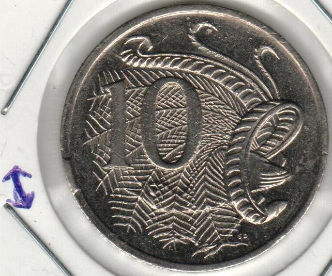 Australian 1999 10 cent coin with "Rim Cud left hand side of 1" error ...