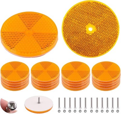 36Pcs Yellow round Front Reflector Driveway Trailer Reflectors, 3 Inch ...
