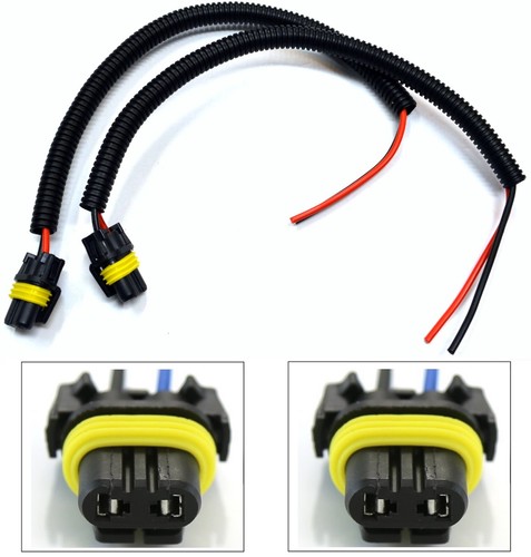 Extension Wire Pigtail Female 9005 HB3 Head Light Two Harness DRL Bulb ...