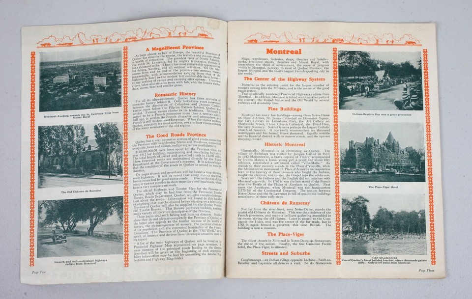 Vintage 1930s Quebec Canada Travel Brochure Tourism Good Roads Province ...