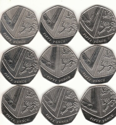2008 - 2020 Royal Shield of Arms 50p coin Fifty pence coins ...