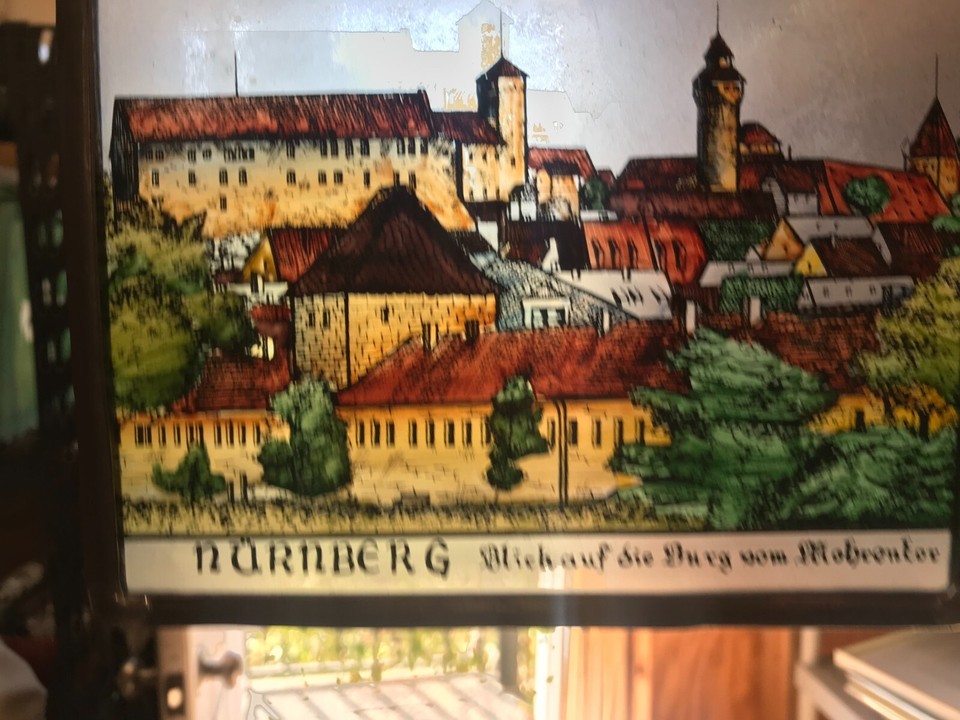 Nurnberg Schoner Brunnen Hanging Window Panel Stained Glass Hardware ...