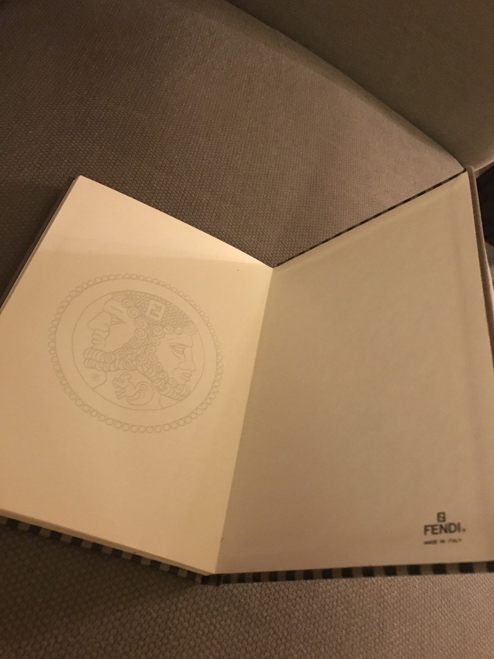 VINTAGE FENDI LOGO ADDRESS BOOK/AGENDA BEIGE with BLACK STRIPES UNUSED ...