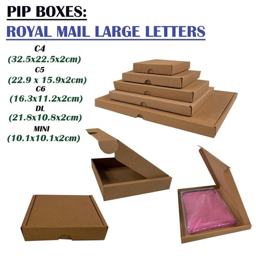 Royal Mail PIP C4 C5 C6 DL MINI/C7 Large Letter Cardboard Postal Boxes ...