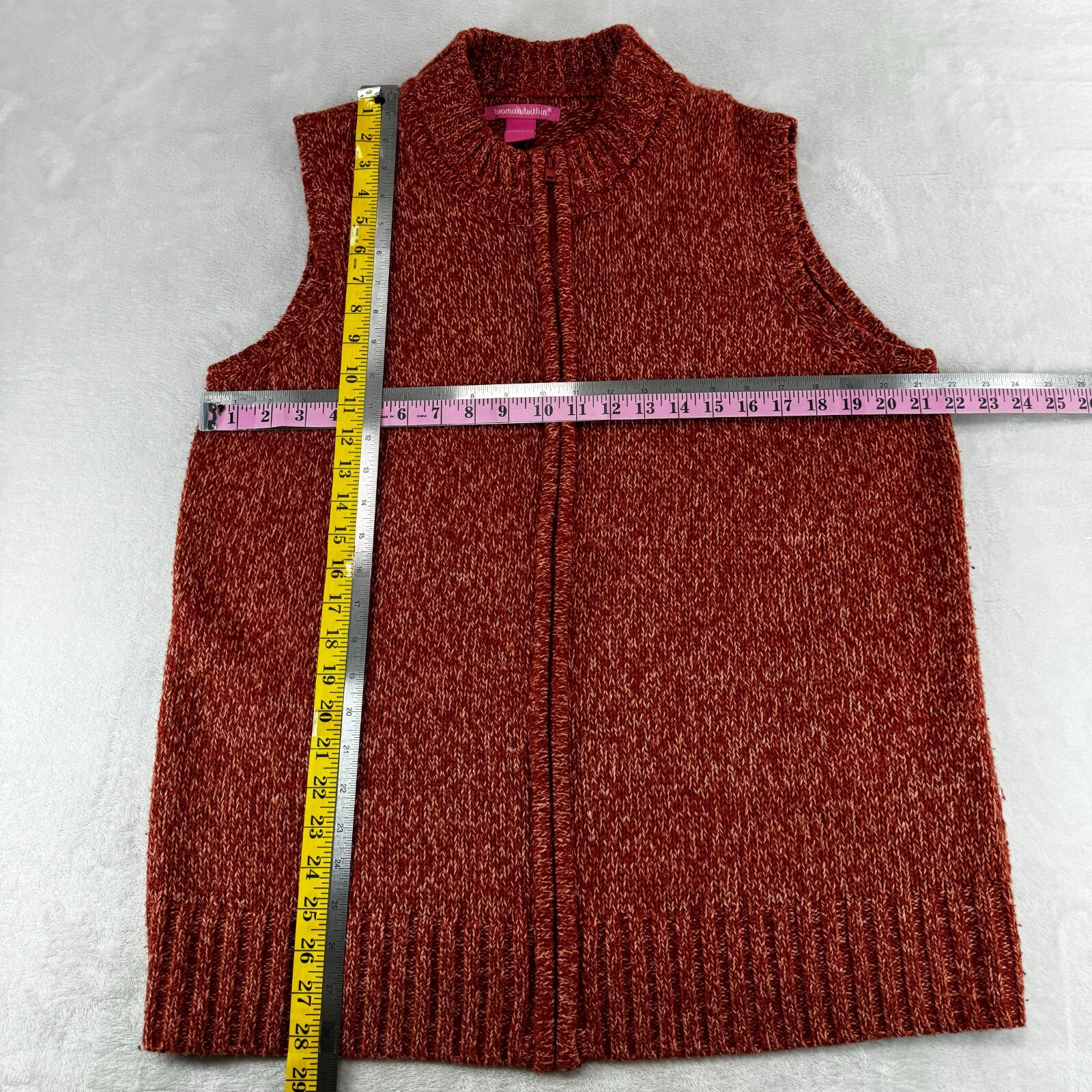 Woman Within Rust Zip Up Knit Sweater Vest Women Size: L | eBay