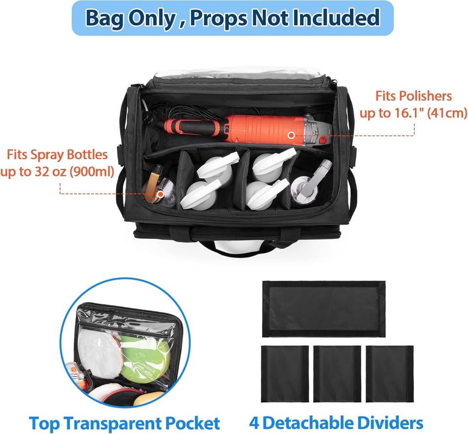 Large Detailing Bag, Detail Organizer for Auto Detailing Supplies ...