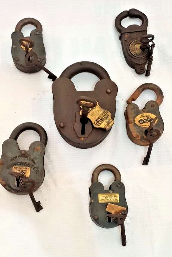 Vintage Design Old iron Padlocks functional Iron Pad Locks Lots Of 15 ...