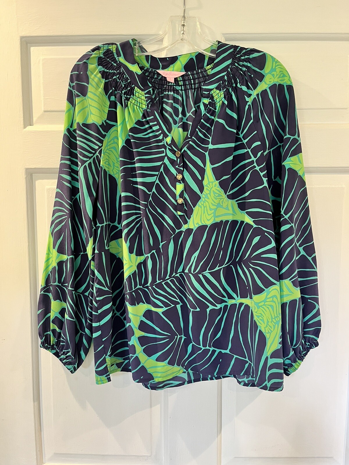 LILLY PULITZER Elsa Under the Palm Leaf Print 100% Si… - Gem