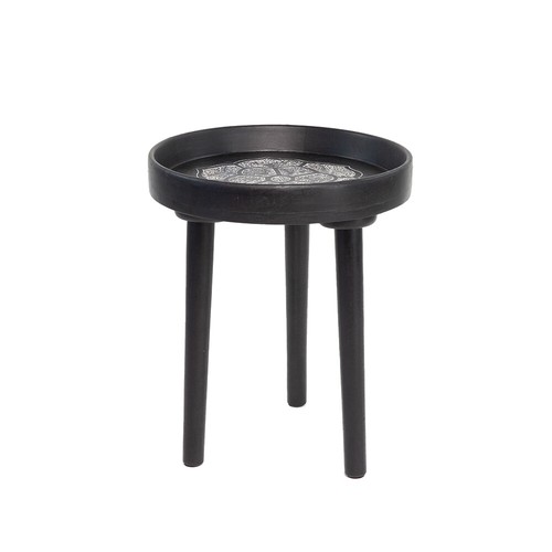 Rayell Black Home/Livingroom Decor 46cm Carved Timber Top Bisque Side ...