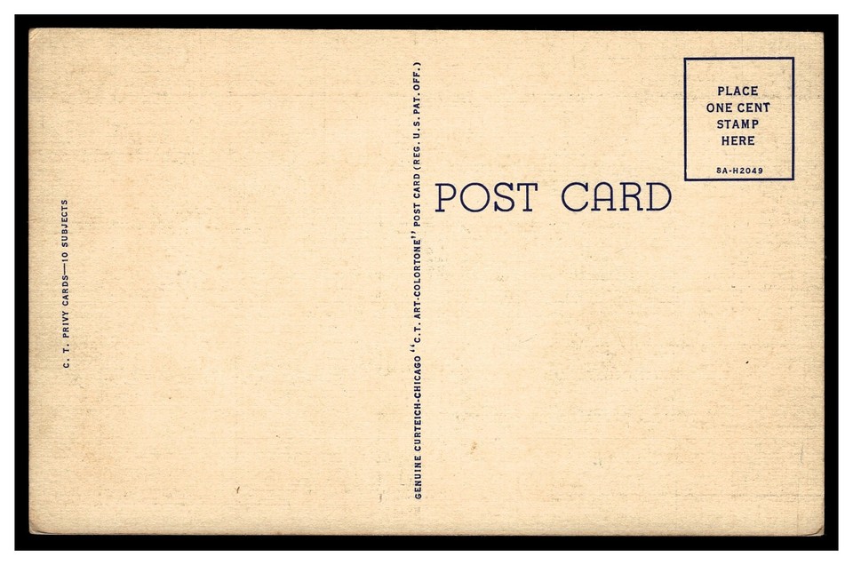 YOU GO HERE I'LL GO THERE LINEN POSTCARD HIS & HER OUTHOUSES GREAT POEM ...