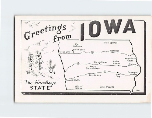 Postcard Greetings from Iowa The Hawkeye State USA North America | eBay