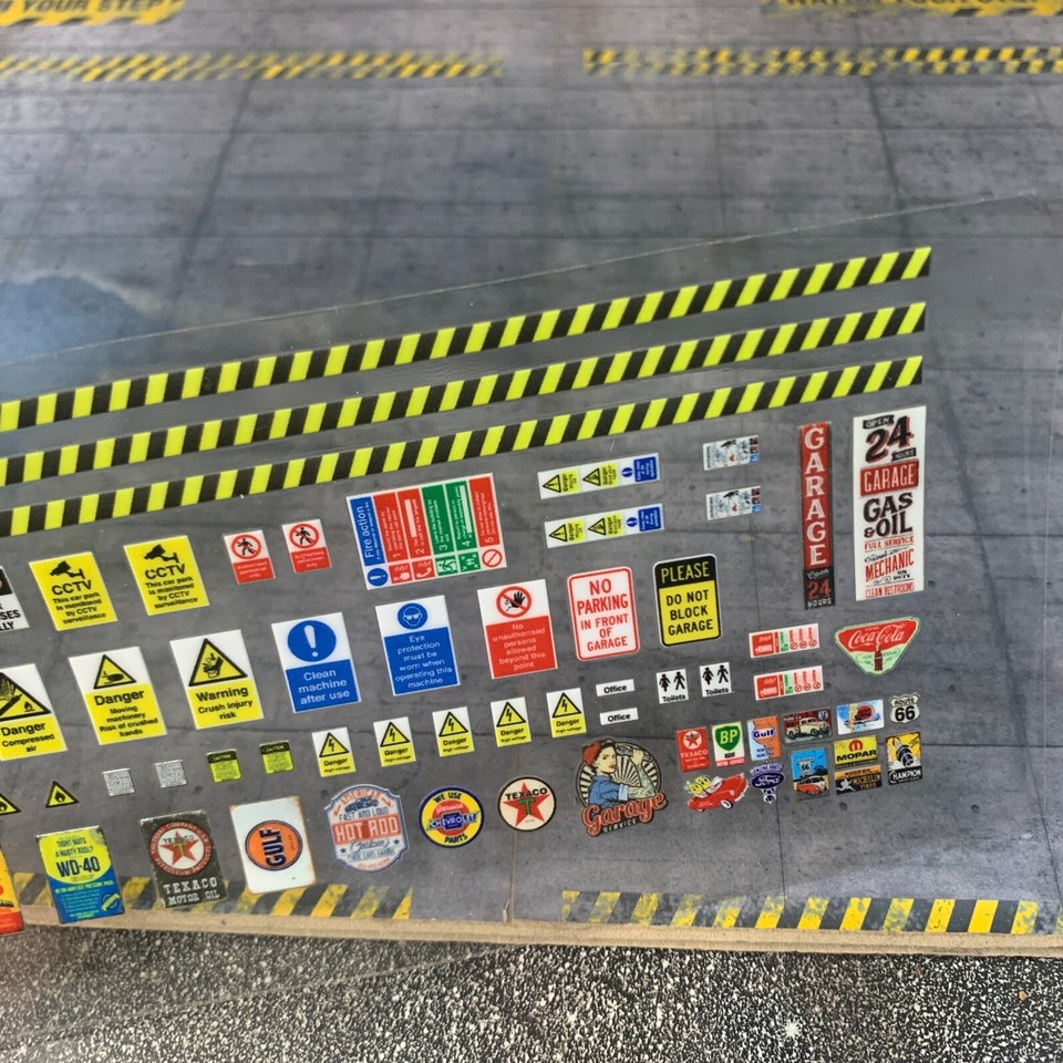 1/64 Scale Garage Diorama Stickers Set – 103 Decals Signs Posters for ...