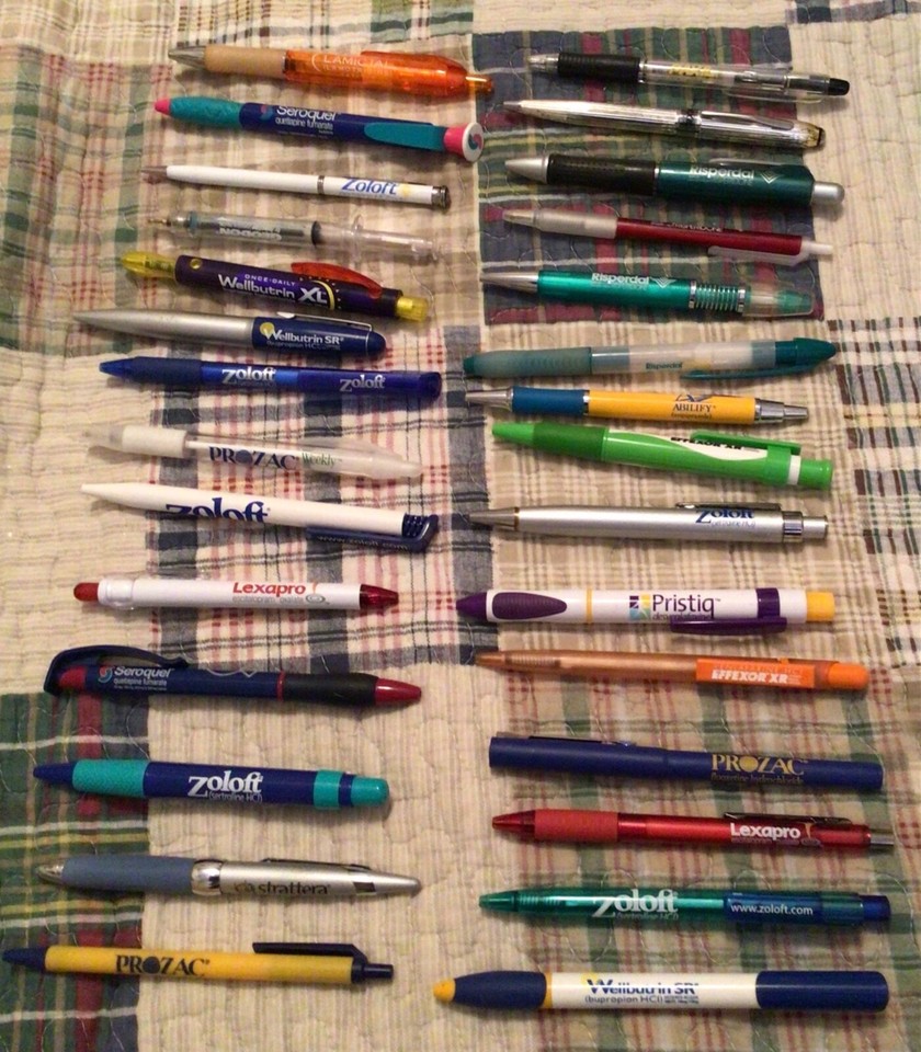 PHARMACEUTICAL DRUG REP PEN LOT OF 29 Antidepressants Antipsychotics ...