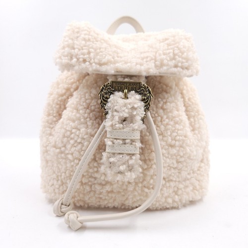 Versace Jeans Couture Shearling Fur Ivory Convertible Mini Backpack | eBay