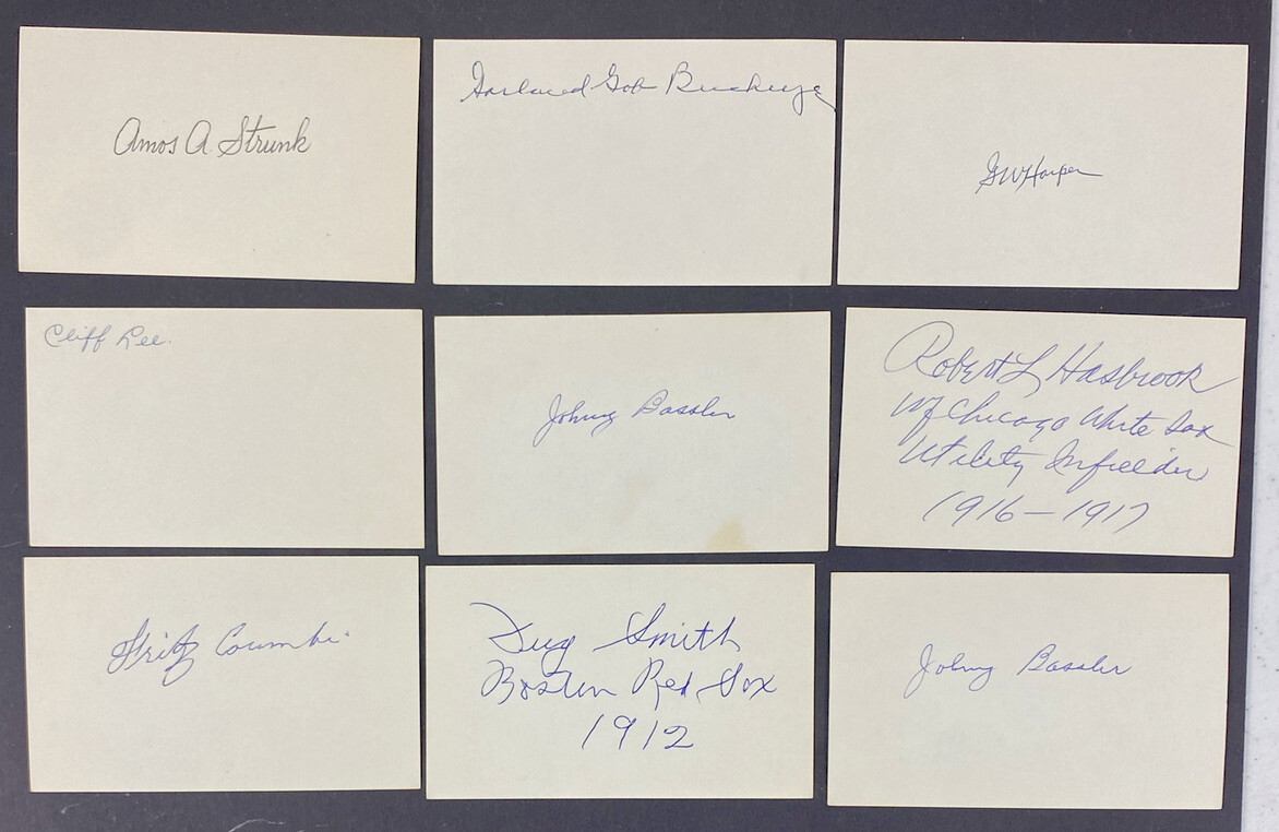 1910's Debut BASEBALL Signed Index Cards Lot 9 Vintage Fritz Coumbe ...