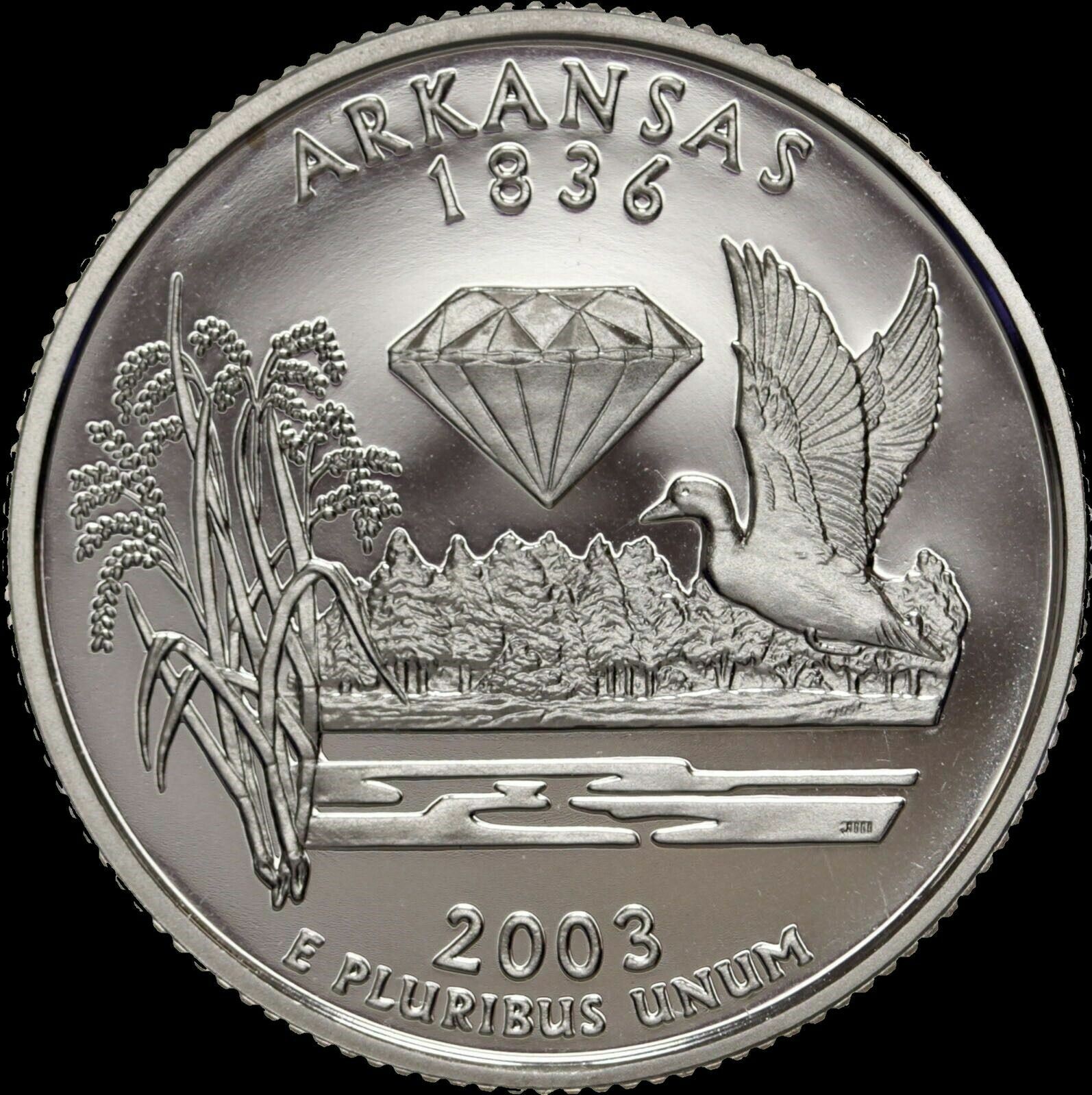 2003 S Arkansas State Quarter Gem Proof Deep Cameo CN-Clad Coin ...