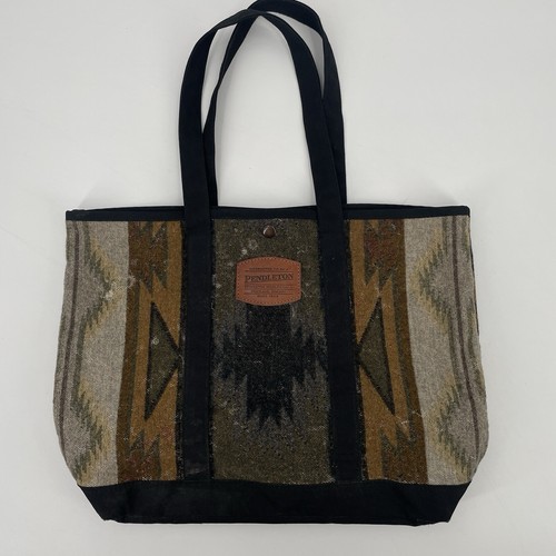 Pendleton Wool Tote Bag Southwestern Aztec Canvas Trim Logo Made In USA ...