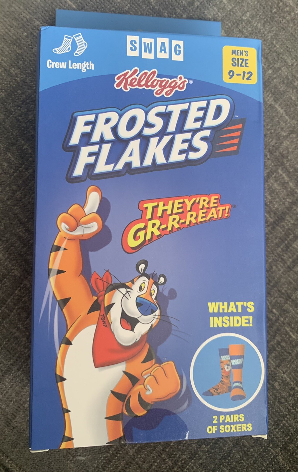 2+Pair+SWAG+Kellogg%27s+Frosted+Flakes+Crew+Socks+Men%27s+Size+9-12 ...