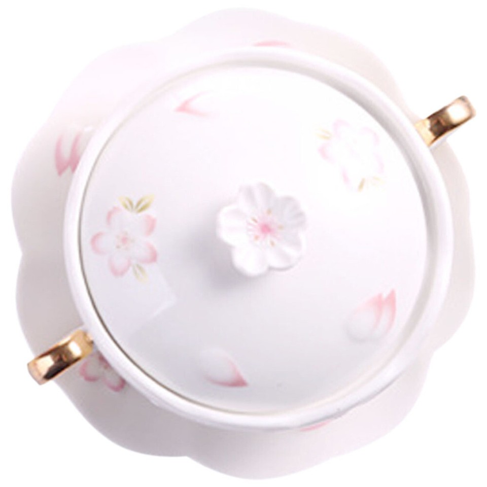 2 Sets Relief Double-ear Bowl Exquisite Stew Pot Household Ceramic ...