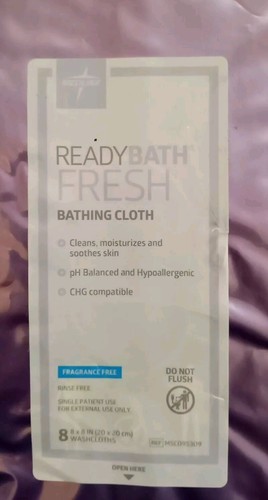Medline ReadyBath Cleansing Cloth Wipes, Fragrance Free (8 Count\pk) | eBay