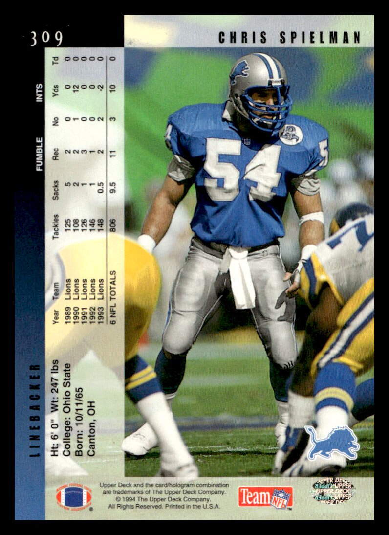 1994 Upper Deck - Chris Spielman #309 Electric Silver for sale online ...