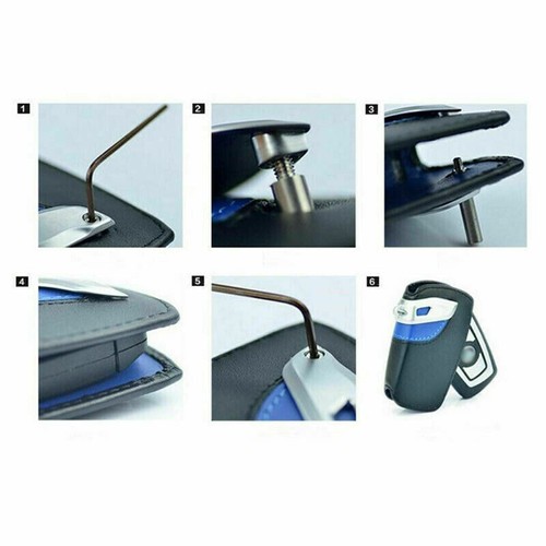 Genuine Leather Key Fob Holder Bag Cover Case Blue For BMW 1 3 4 5 6 7 ...