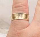 Sz 8 Technibond Framed Wrapped Bead Ball Band Ring 14K Yellow Gold ...