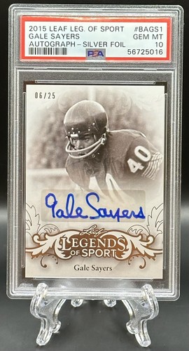 Gale Sayers 2015 Leaf Legends Of Sport Silver Foil Auto 06/25 PSA Gem ...