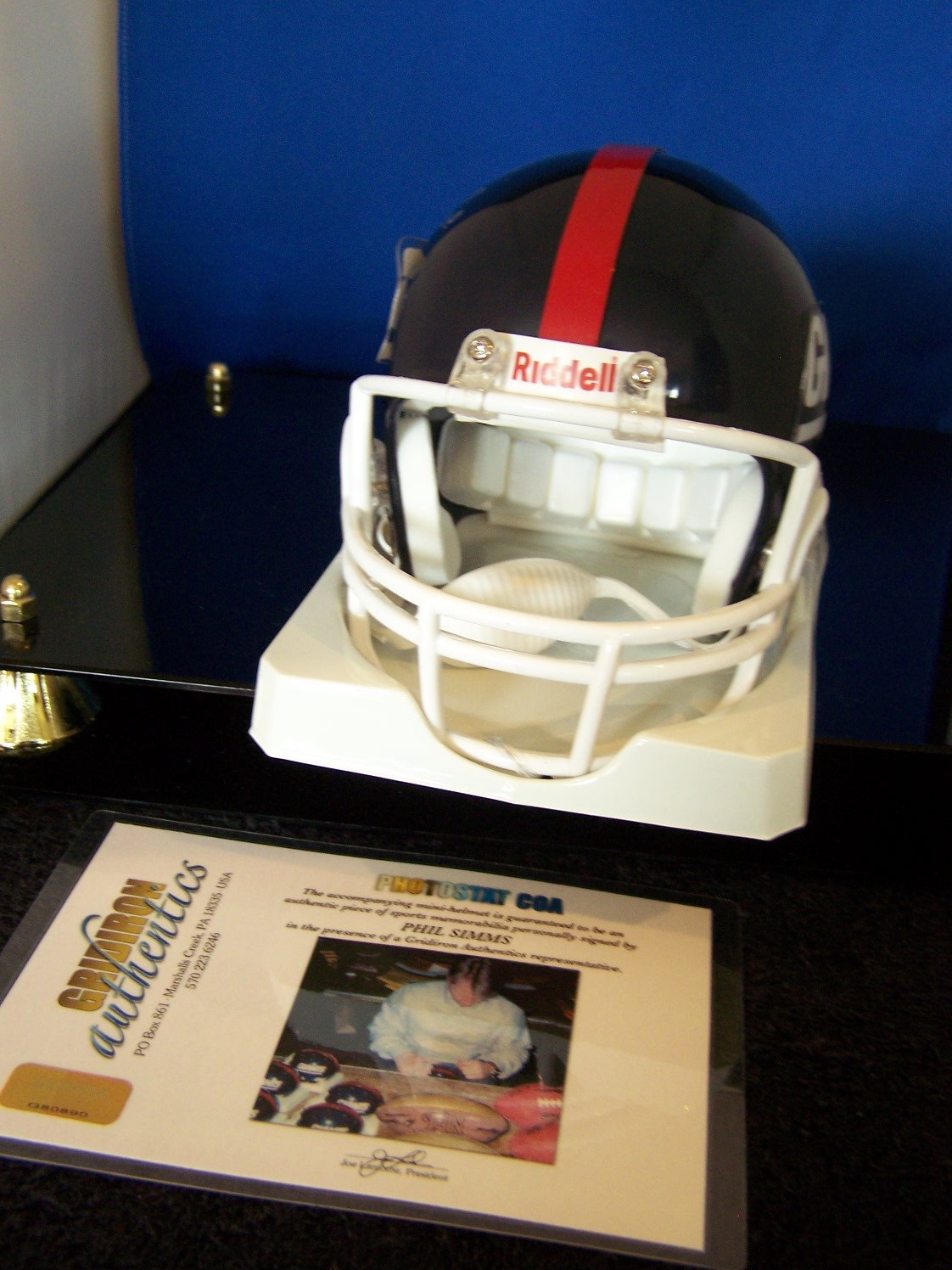 PHIL SIMS NEW YORK GIANTS SIGNED AUTOGRAPH MINI CERTIFIED BY PHOTOSTAT ...