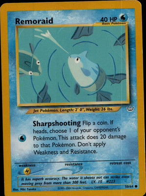 Remoraid Basic Pokemon Trading Card #223 Lv 15 50/64 | eBay